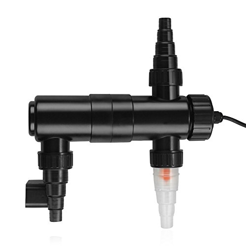 Flexzion 18 Watt UV Sterilizer Light 110V Water Clarifier Lamp Ultraviolet Filter with Bulb Tube Power Adapter for Aquarium Pond Tank Gold Fish Reef Koi (CUV-118)