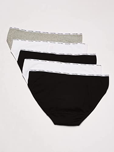 Calvin Klein Women's Cotton Stretch Logo Multipack Bikini Panty, Black/White/Grey Heather, Medium