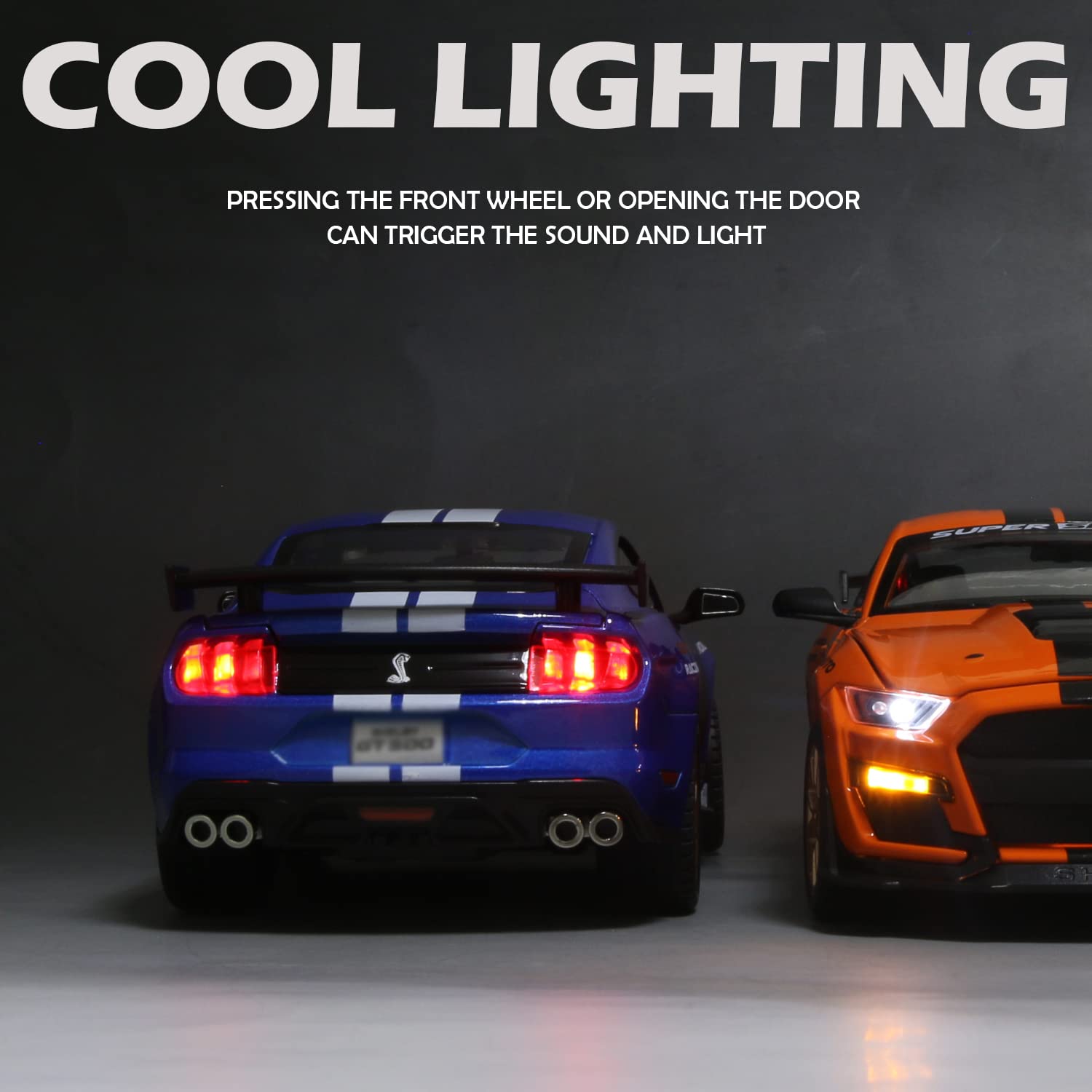 JACKIEKIM 1:24 Alloy Pull Back Car Diecast Model Truck for Forte Mustang,Collection, Mini Simulation Vehicles Toys for Kids,Boyfriend,Young Peoples Gift(Blue)