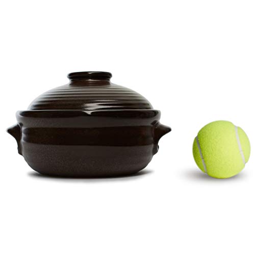 Crazy Korean Cooking Korean Stone Bowl (Dolsot), Sizzling Hot Pot for Bibimbap and Soup - Premium Ceramic (Medium with Lid)