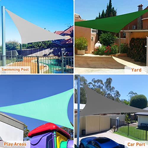 Artpuch Grey 10'x10'x14' Sun Shade Sails Canopy, 185GSM Shade Sail UV Block for Patio Garden Outdoor Facility and Activities