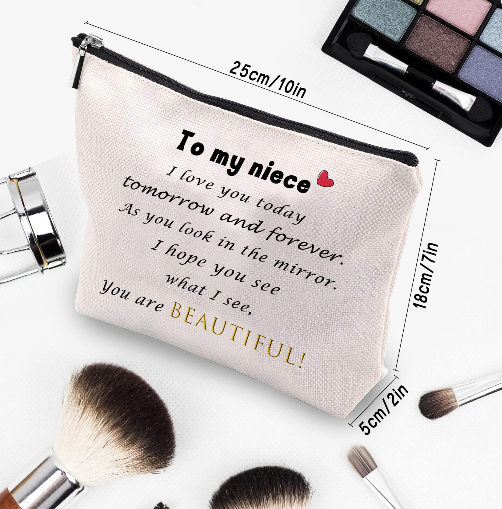 CEASQVAA Niece Gifts From Auntie Uncle Makeup Cosmetic Bag Inspirational Birthday Graduation Gifts For Niece