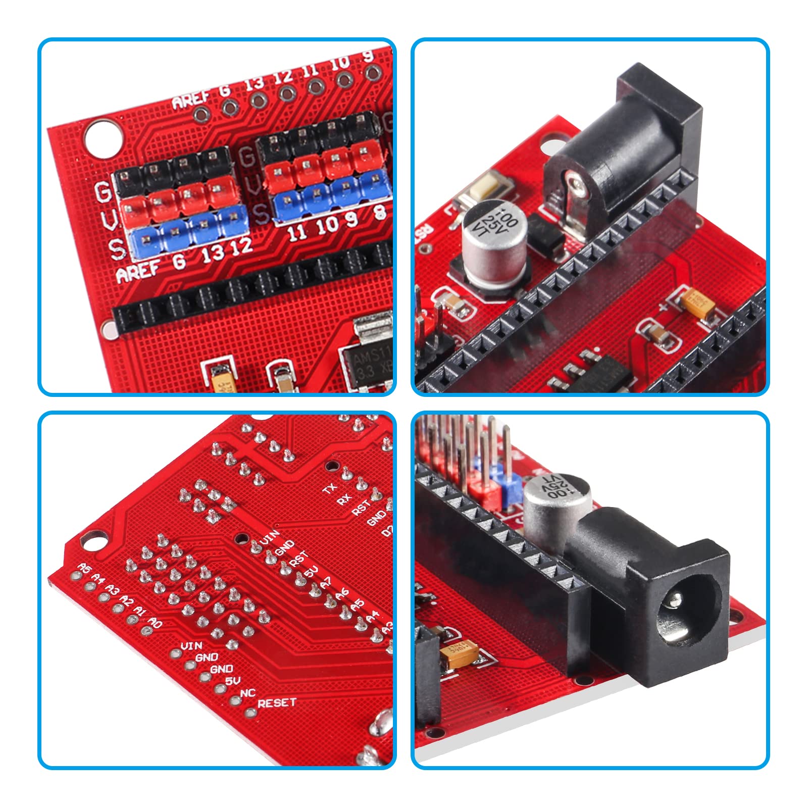 Alinan 8pcs Nano I/O IO Expansion Board Sensor Shield Module Controller Compatible Board I2C PWM Interface 3.3V for Nano 3.0 Duemilanove 2009