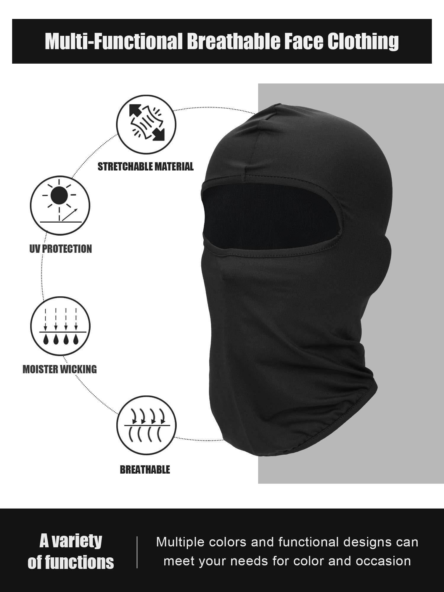9 Pieces Ski Mask for Men Full Face Cover UV Sun Protection Face Mask Balaclava Mask for Outdoor Motorcycle Cycling