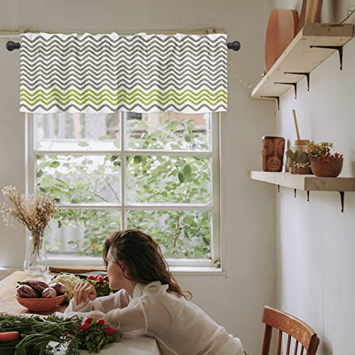 Artwork Store Valances Windows Curtain Abstract Chevron Zig Zag Gary and Yellow Ripple Kitchen Valances Rod Pocket Window Treatment Short Curtains Valance for Window 1 Panel,42 by 18 inches