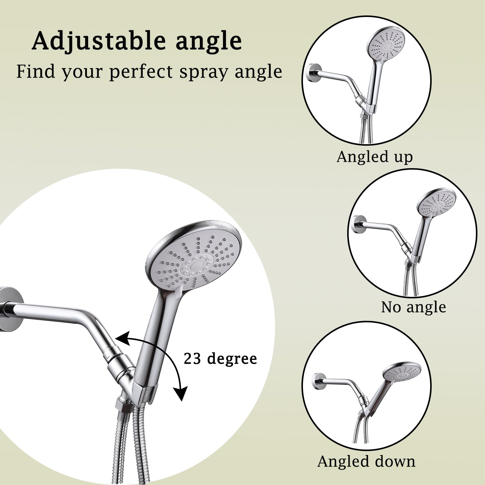 All Metal Handheld Shower Head Holder, Adjustable Shower Wand Holder with Brass Pivot Ball,Shower Arm Holder Mount for Connecting Shower Arm and Shower Hose,Chrome