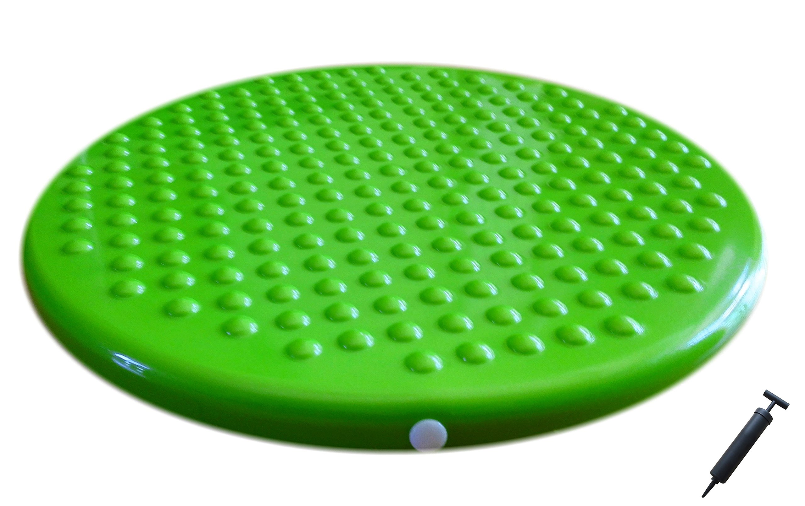 AppleRound Jr. Inflatable Seat Cushion with Pump, 31cm / 12in Diameter, Sensory Wiggle Seat for Kids (Green)