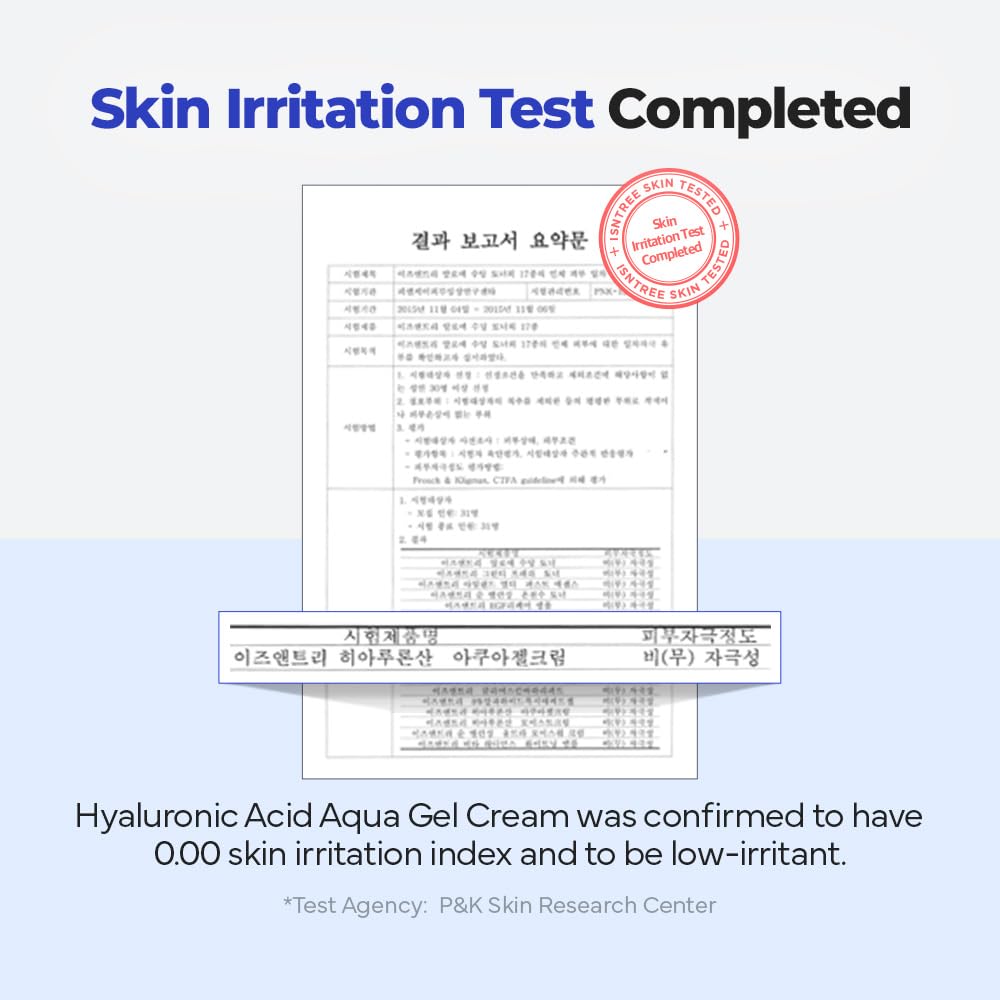 IsNtree Hyaluronic Acid Aqua Gel Cream 100ml, 3.38 fl.oz | Lightweight Hydrating Gel | Quick Absorbing Moisturizer | Korean Skincare