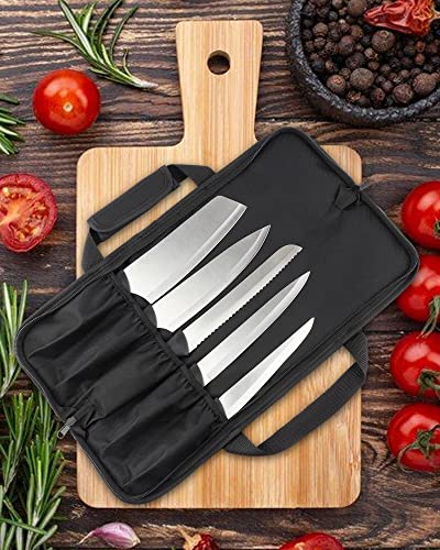 Wessleco Chef Knife Bag(5 Slots), Knife Case Nylon Kitchen Storage Knife Carrying Pouch Red