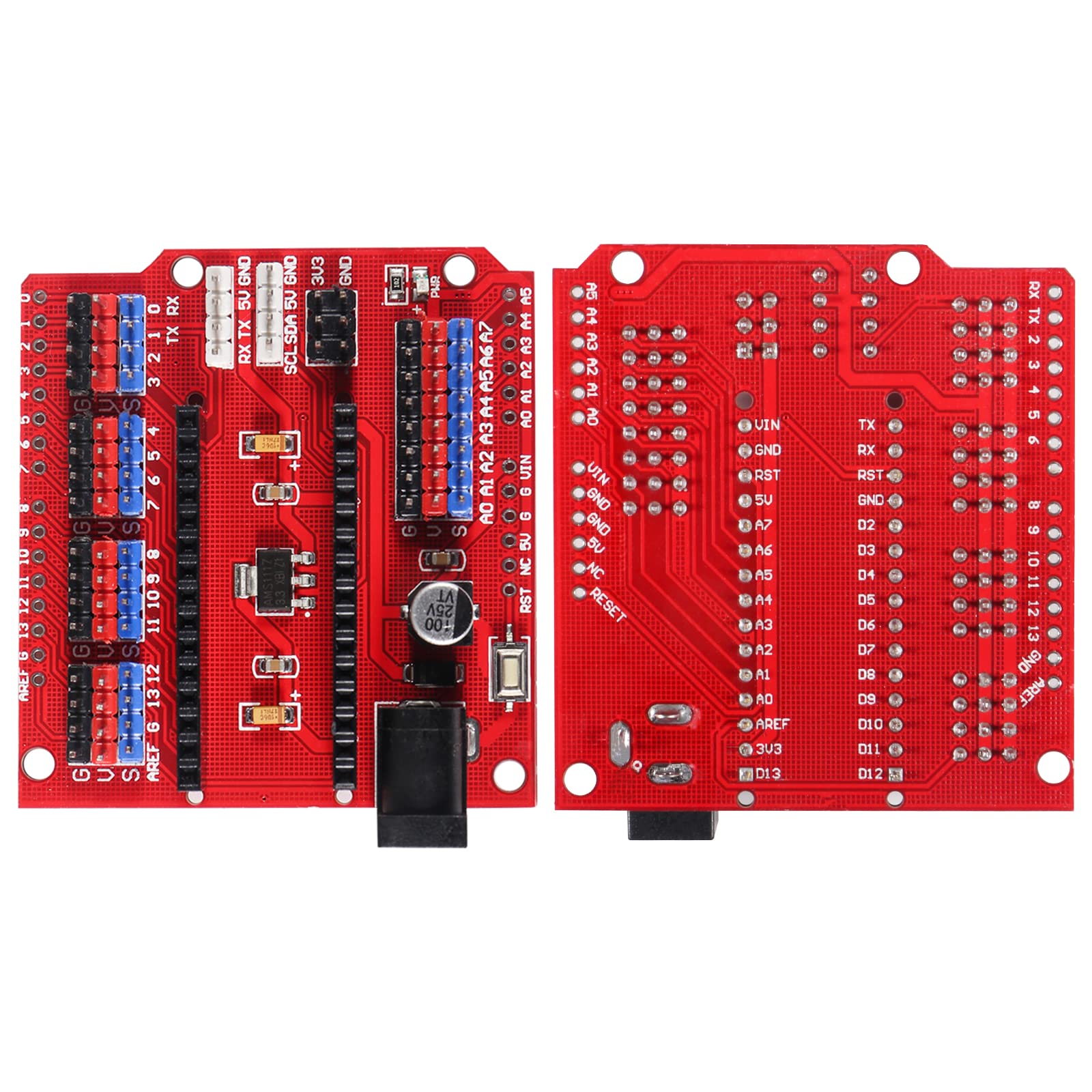 Alinan 8pcs Nano I/O IO Expansion Board Sensor Shield Module Controller Compatible Board I2C PWM Interface 3.3V for Nano 3.0 Duemilanove 2009