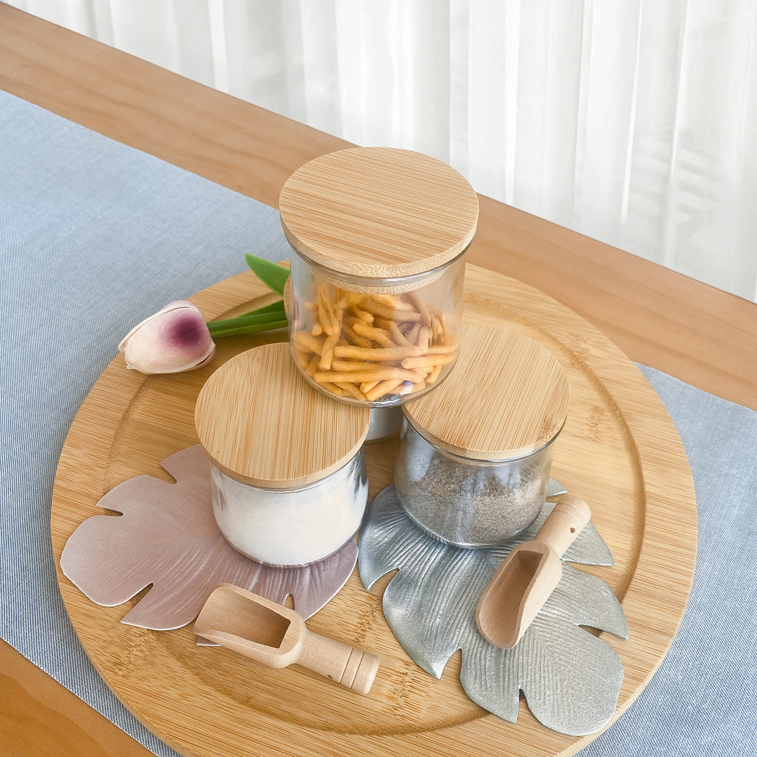 Oui jar lids 12Pack oui yogurt jar lids - Natural Bamboo Wood oui lids with Silicone Sealing Rings for Yoplait Yogurt Container, lids for oui yogurt jars with repeat writing label