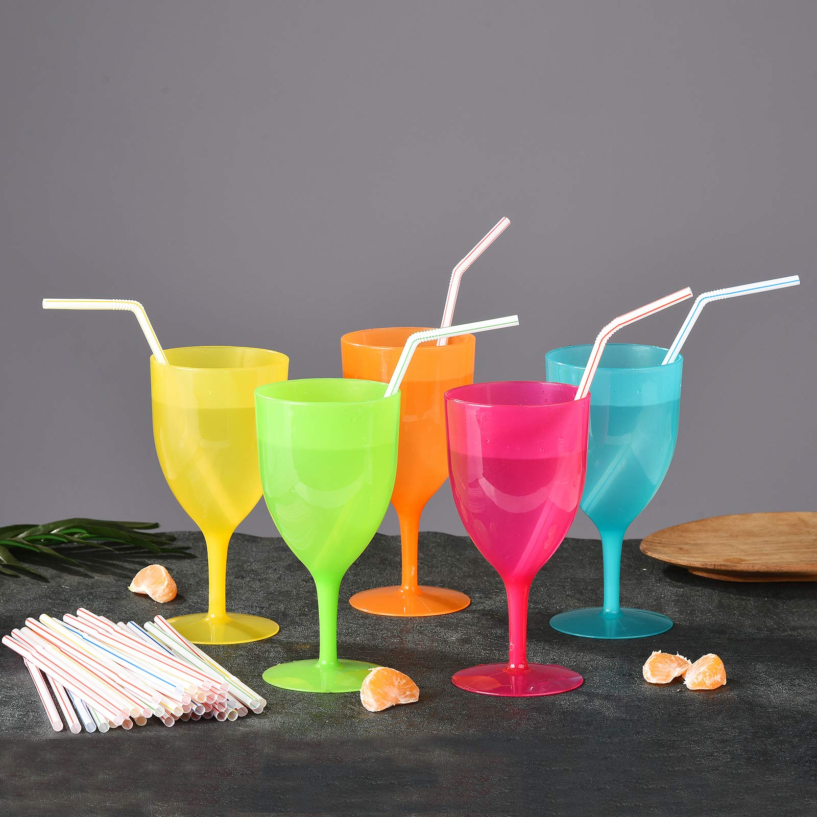 ALINK 500-Pack Striped Flexible Drinking Straws, Plastic Disposable Bendy Straws - 7.75" x 0.23"