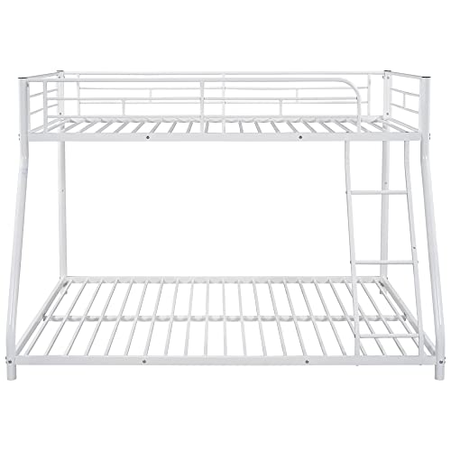 EMKK Twin Over Full Metal Bunk Bed,Metal Bunk Bed, Twin Over Full Size Beds with Sturdy Guard Rail & Ladder, Space-Saving/Noise-Free,Metal Bunkbed