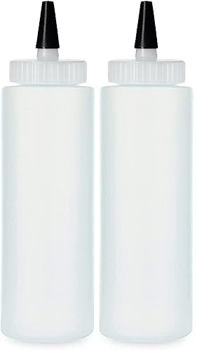 BRIGHTFROM Condiment Squeeze Bottles 8 OZ Wide Neck, Empty Squirt Bottles - Removable Top-Cap, Leak Proof for Ketchup, Mustard, Syrup, Sauces, Dressing, Oil, Arts & Crafts, BPA FREE Plastic - 2 PACK