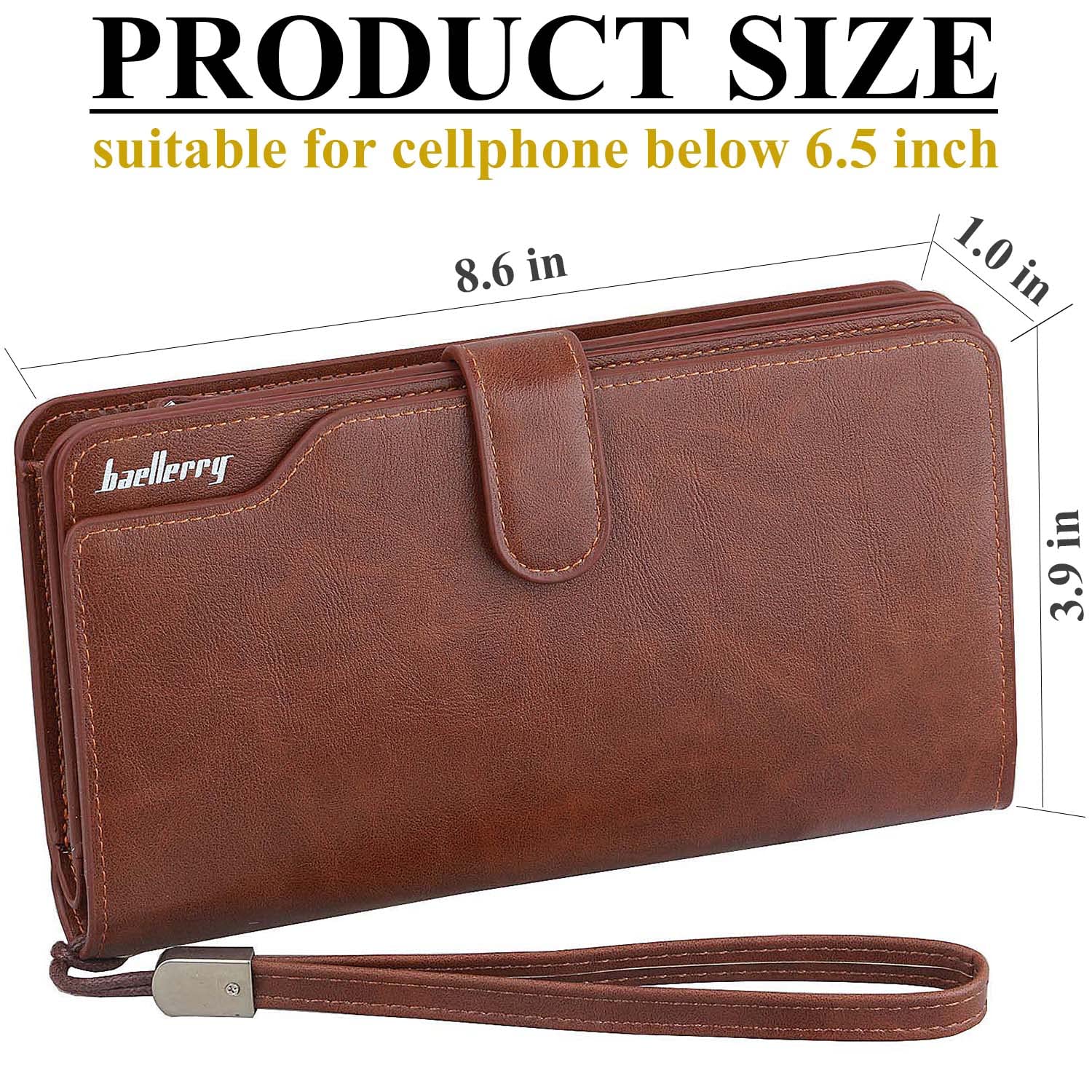 Coolstar Wristlet Wallets for Women Men's Clutch Wallet Large Capacity Leather Purse Business Credit Card Holder (2-Dark Brown)