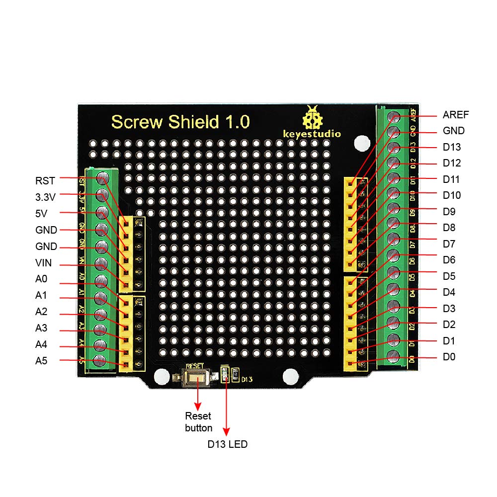KEYESTUDIO Proto Screw Shield for Arduino R3, Proto Shield Terminal Prototype Expansion Board for Arduino Un0 R3