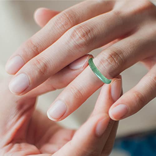 NAHARO Natural Jade Ring for Women,Good Luck Jewelry Natural Green Jade Ring for Girls with Gift Box (Green, 11)
