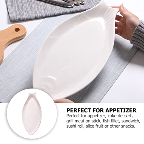 Cabilock 1pc Restaurant Meat Hotel Household Salad Dishes Pizza Platters, Supplies Sushi, Display Server Platters Food Cocktail Dish Shape Ceramics Fish, Serving Arge Birthday Trays Coffee