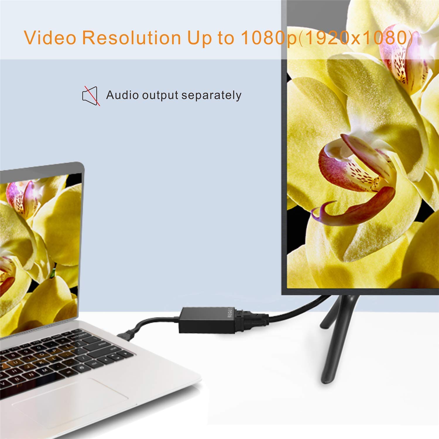 ABLEWE USB to VGA Adapter, USB 3.0/2.0 to VGA Multi-Display Converter Support Resolution 1080p for Win 7/8/8.1/10(Not Support MAC/Chromebook)
