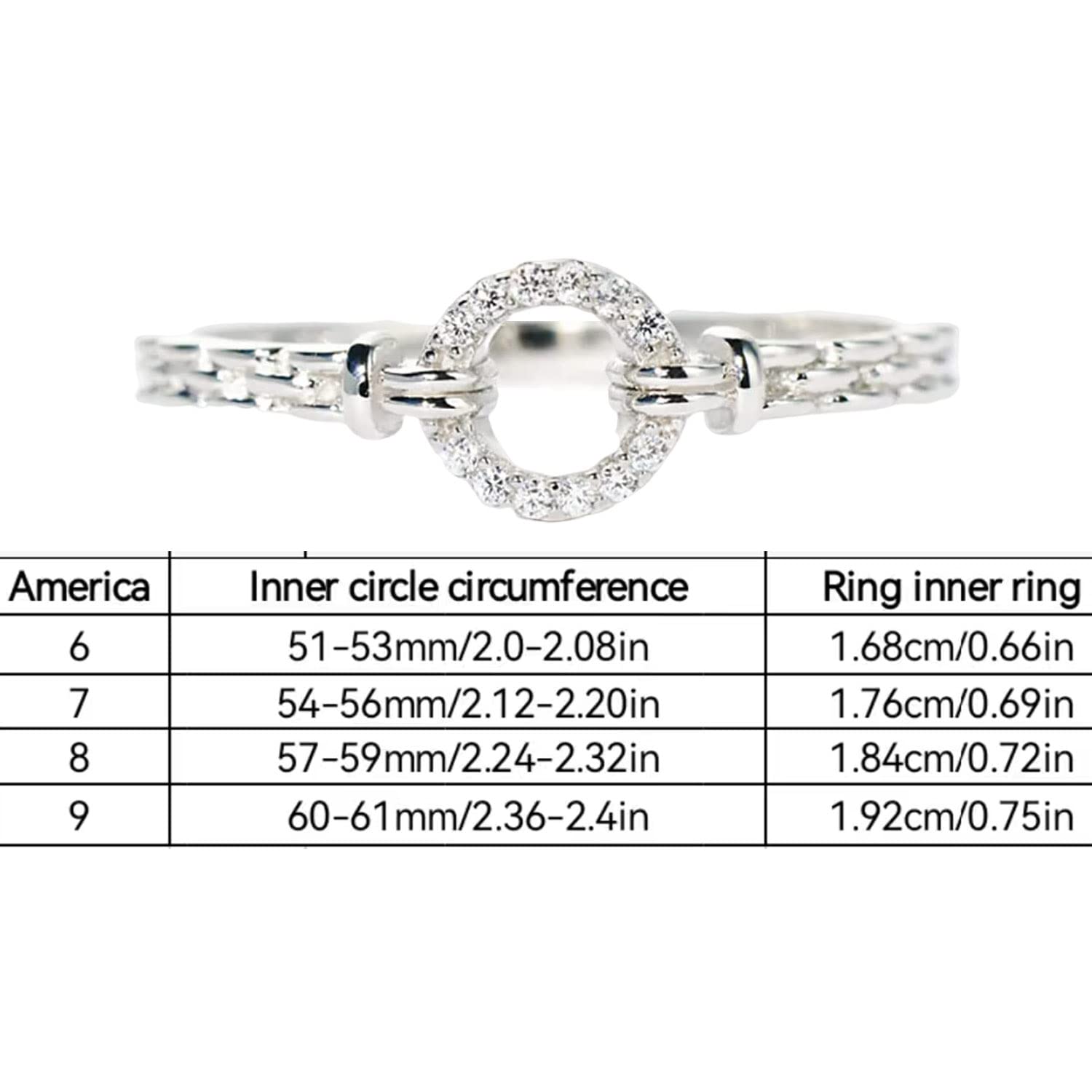 ALIVIM I Will Be with You Pavé Open Circle Ring,Adjustable Zircon Circle Symbol Ring,Mother&Daughter Forever Linked Pavé Open Circle Ring (1pc,6)