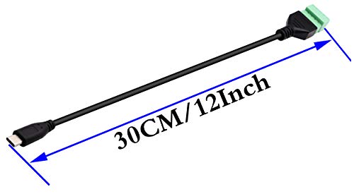 zdyCGTime Type C USB Screw Terminal Block Connector Cable 2.0 Type C USB Male Plug to 5 Pin Way Female Bolt Screw with Shield terminals Pluggable Type Adapter Connector Converter Cable(30CM2Pack Male