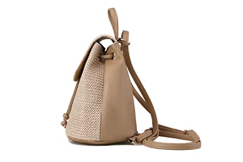 Brand: SEVEVN This is a cute and fashionable backpack woven in rattan that can also be carried by hand. (beige)