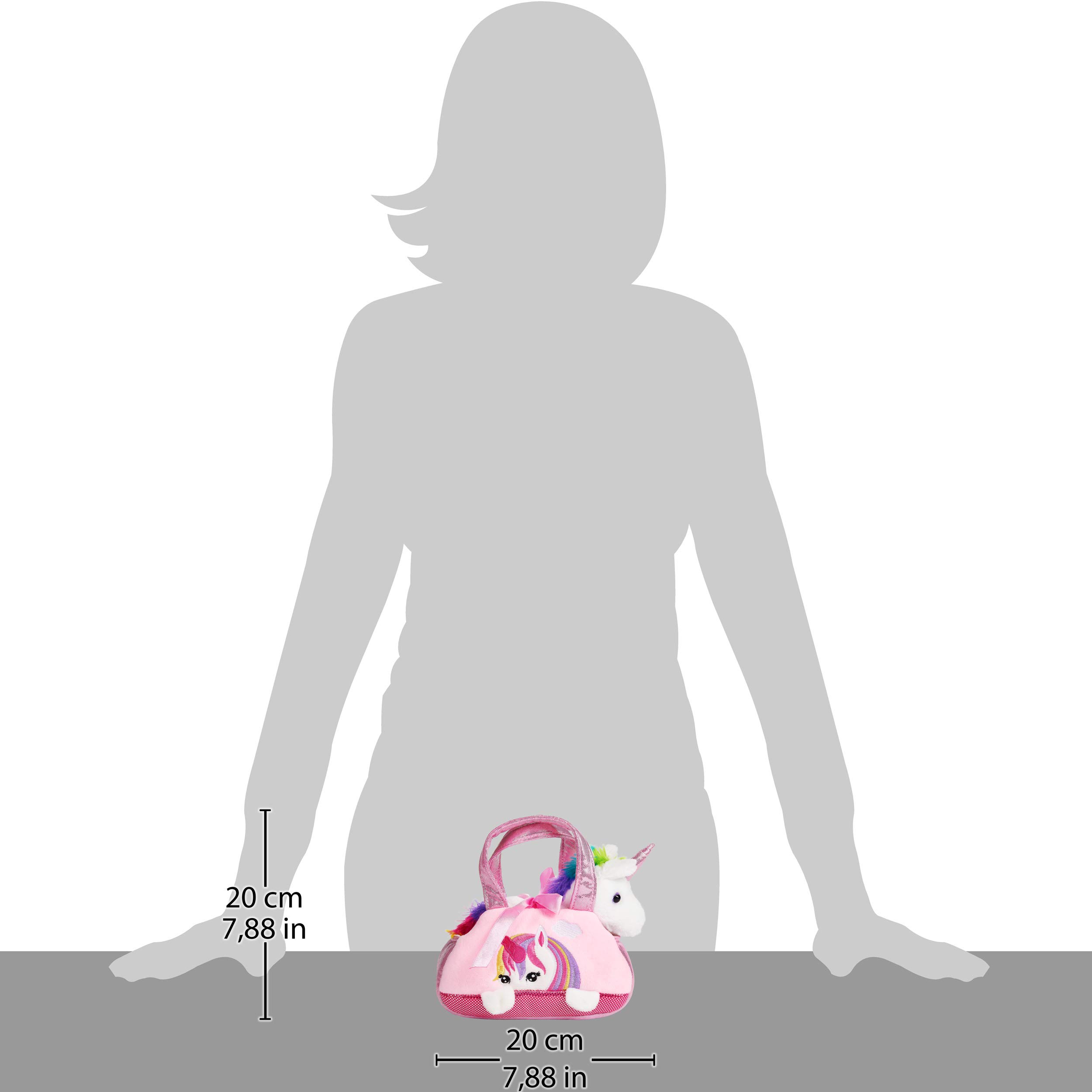 BRUBAKER Rainbow Plush Unicorn in Handbag - 8 Inches - Soft Toy in Bag - Cuddly Toy - Stuffed Animal - Pink