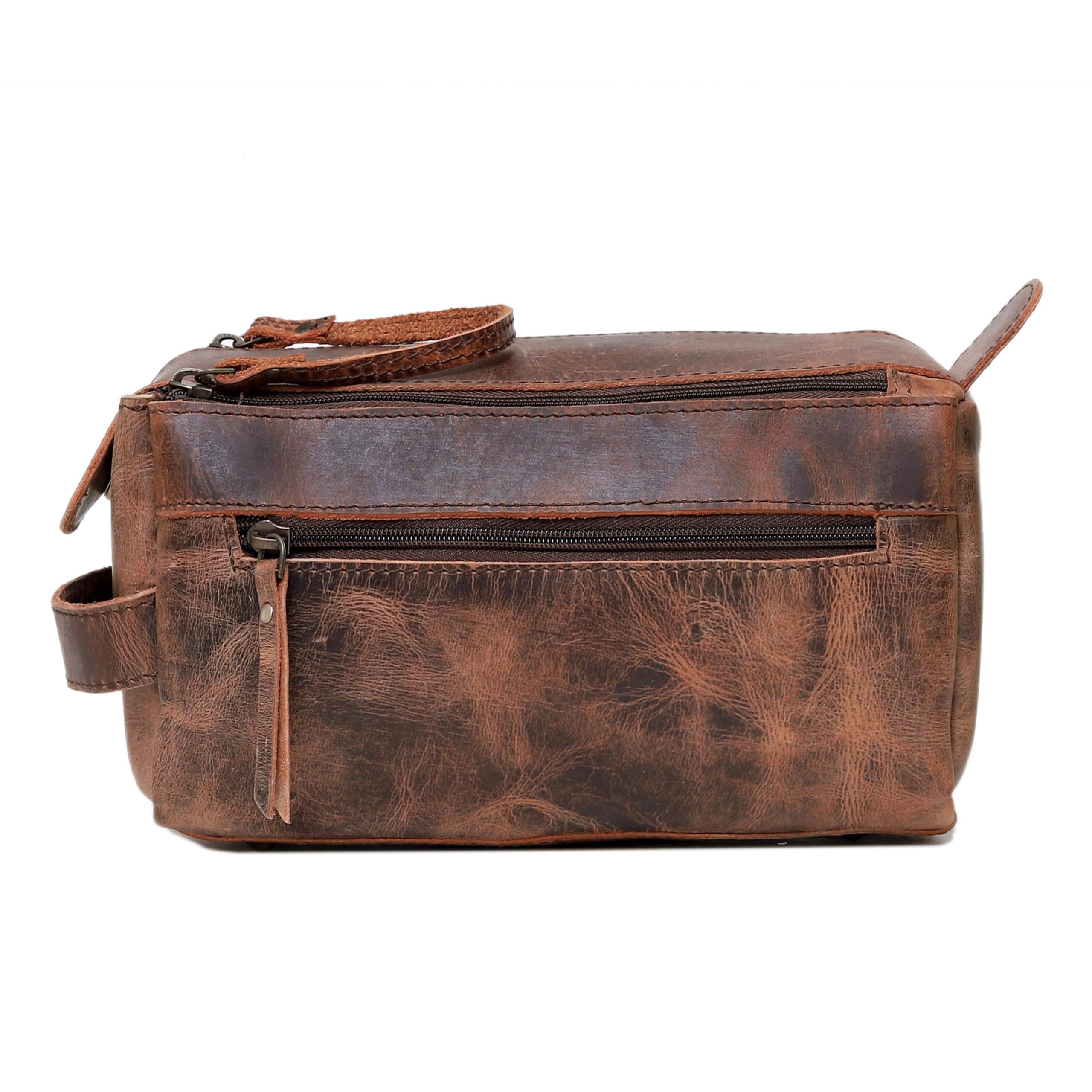 cuero Premium Buffalo Leather Unisex Toiletry Bag Travel Dopp Kit Vintage Travel Shaving & Dopp Kit For Men And Women