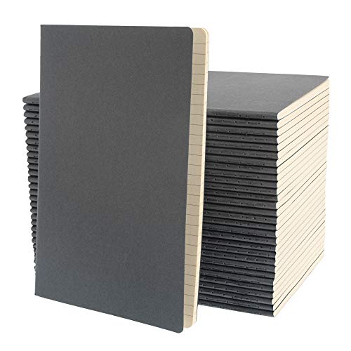 Simply Genius A5 Notebooks for Work, Travel, Business, School & More - College Ruled Notebook - Softcover Journals for Women & Men - Lined Note Books with 92 pages, 5.5" x 8.3" (Gray, 30 pack)
