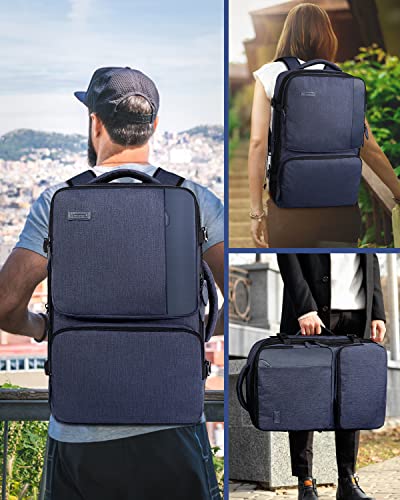 Carry on Backpack, Airline Approved 45L Travel Backpack with 3 Packing Cubes for Men Women, Water Resistant Expandable Overnight Weekender Luggage Daypack Suitcase Duffel Bag, Gift for Travelers, Blue