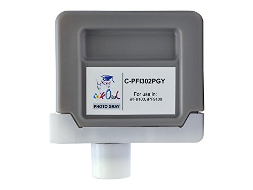 InkOwl Compatible Ink Cartridge Replacement for Canon PFI-302PGY (330ml, Photo Gray) for iPF8100, iPF9100 Printers