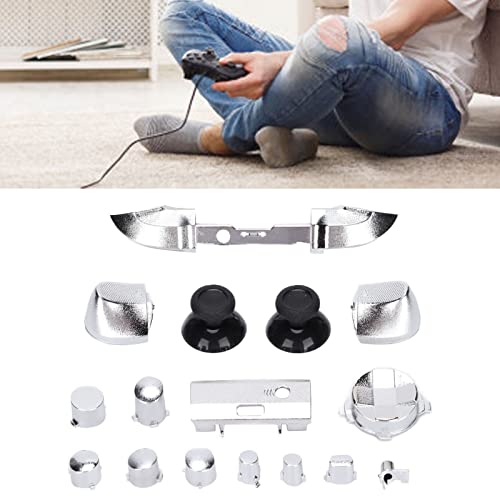 Full Game Controller Plating Button Set, Game Handle Accessories Compatible Beautiful Appearance for Series X(Silver Plating)