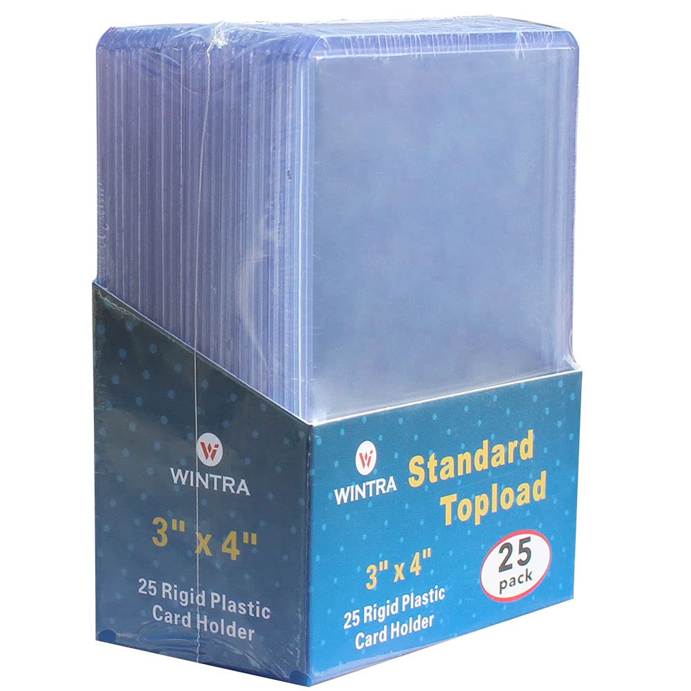WINTRA 3" x 4" 100 Count 35pt Topload Hard Card Holder and 100 Count Penny Soft Card Sleeves Protectors Bundle for Trading and Sports Cards (100 topload + 100 Sleeves)