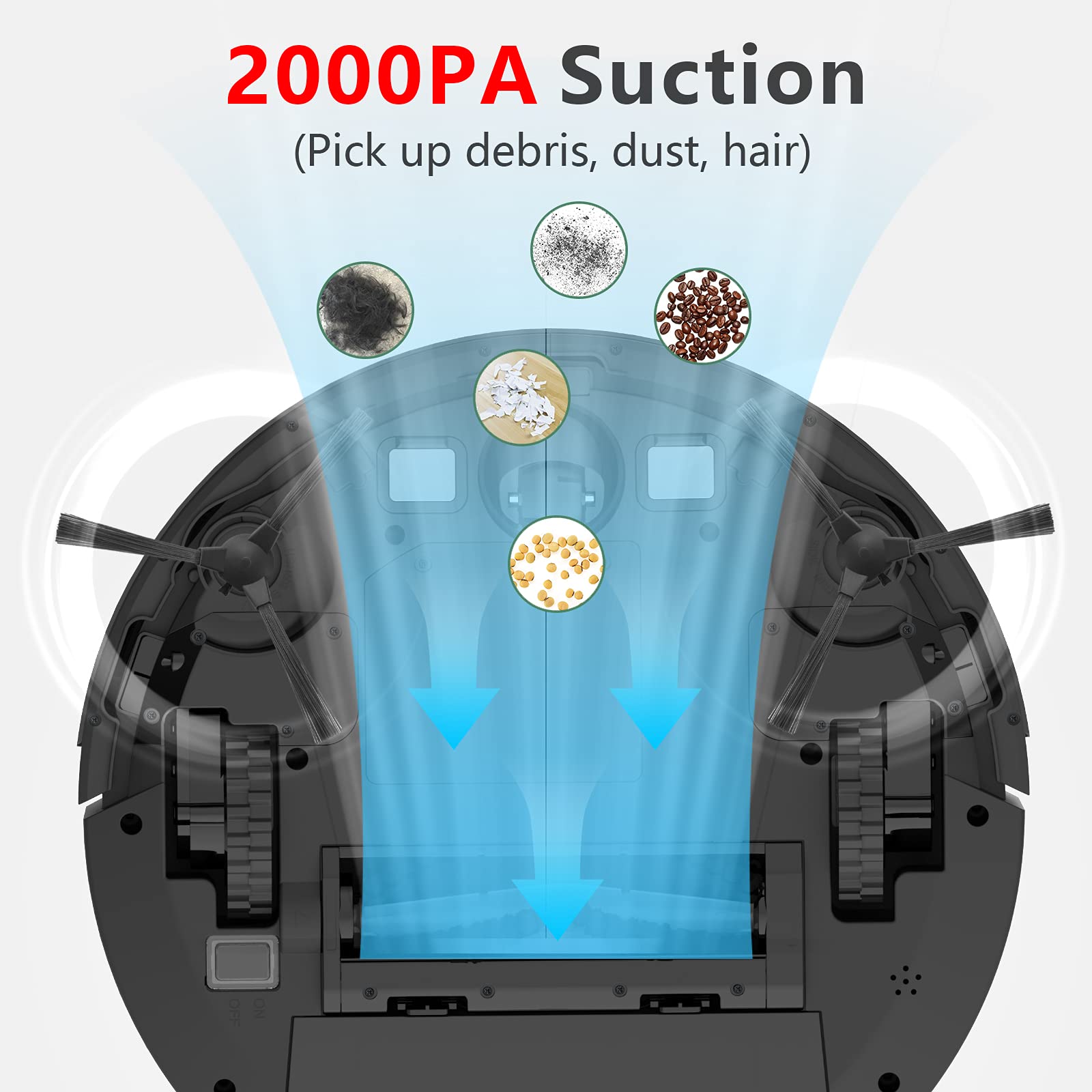 Asuka Robot Vacuum Cleaner S1 - Quite Robotic Vacuum Cleaner No-Go Areas 2000Pa Slim Design Robot Vacuums Carpets Boost Intellect Self-Charging Vacuum Cleaner for Pet Hair- White