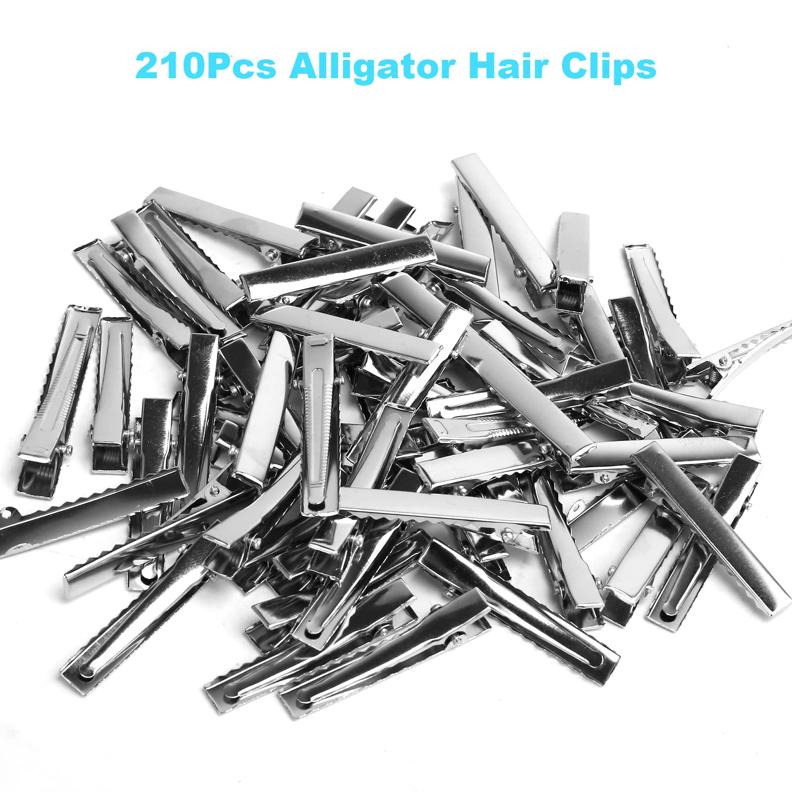 Alligator Hair Clips, 210 PCS Single Prong Metal Clips for Hair Bows and Crafts - Silver Flat Gator Clips in Bulk DIY Supplies for Accessory Making (1.8 Inch & 2.2 Inch) Aisuly