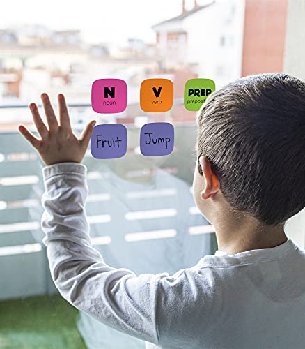 Carson Dellosa Edu-Clings Silicone Center Parts of Speech Manipulative—Grades 1-5 Dry-Erase Noun, Verb, Adjective, Adverb, Helping Verb, Conjunction, Preposition Manipulatives (30 pc)
