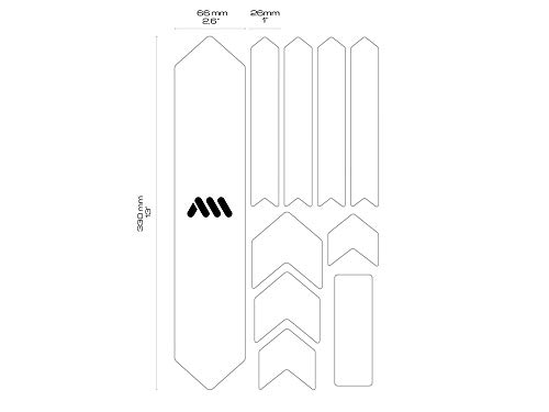 All Mountain Style Bike Frame Protector Extra - Universal Fit, 10-Piece Set for Down Tube, Chainstay, Cable Wear, High-Impact Honeycomb PVC