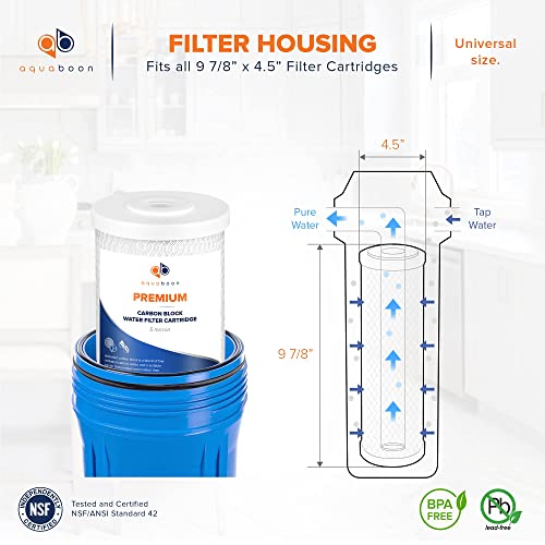 Aquaboon Universal Whole House 5 Micron 10 x 4.5 inch Cartridge | Premium Coconut Shell Replacement Water Filter Cartridge | Activated Carbon Block CTO | Compatible with Pentek EP-BB 8-Pack