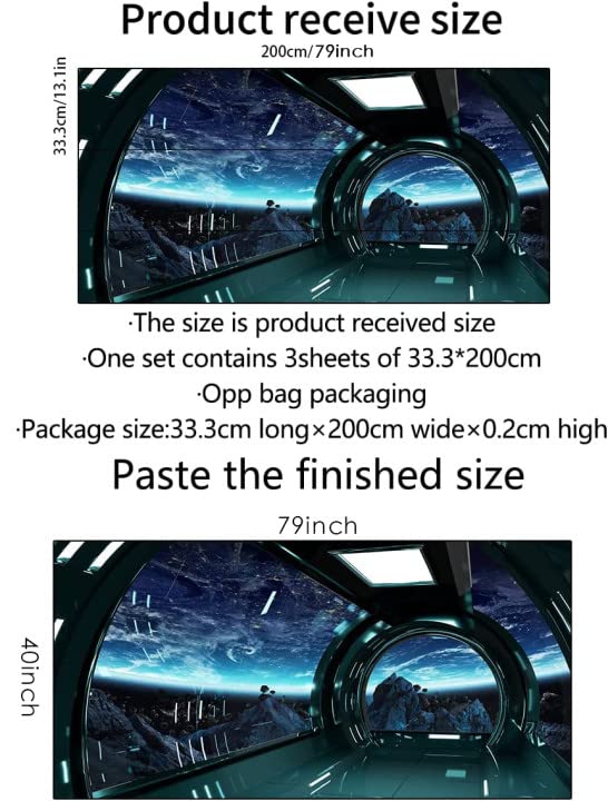 79x40 Inch Large Spaceship Wall Decal Outer Space Views from The Spaceship Removable Self-Adhesive Large Spaceship Wallpaper for Kids Bedroom Living Room Decor