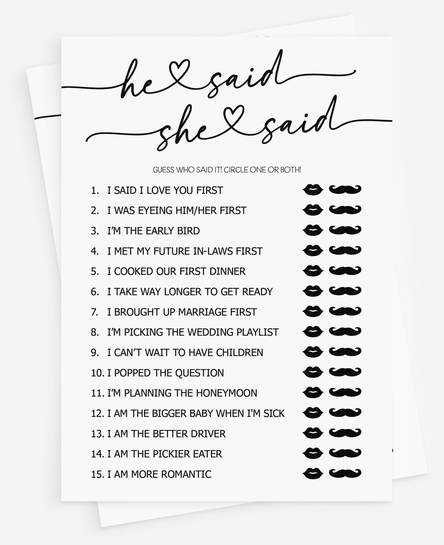 All Ewired Up 50 He Said She Said Game (50-Cards) Wedding Bridal Shower, Fun Bachelorette, Rehearsal Dinner, Minimalist