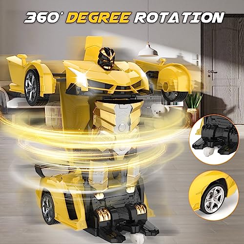 Britik Transform Remote Control Car - RC Cars, One-Button Transforming, 360° Rotation Drifting, 2.4Ghz 1:18 Scale, Gift Kids Aged 4-6 Year Old Boys/Girls
