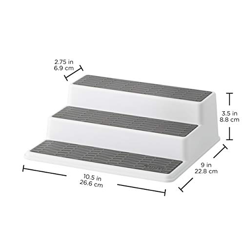 Copco 5257350 Non-Skid 3-Tier Spice Pantry Kitchen Cabinet Organizer, 2 Pack, Grey 2 & Basics Non-Skid Pantry Cabinet Lazy Susan Turntable, 12-Inch, White/Gray