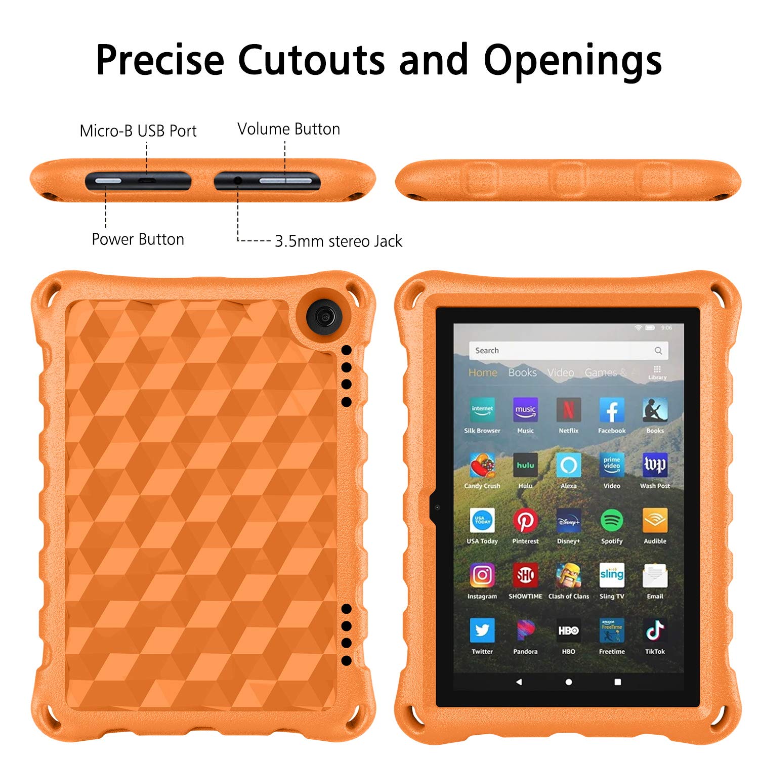 All New HD 8 Case for Kids, Shock Proof Light Weight with Handle Stand