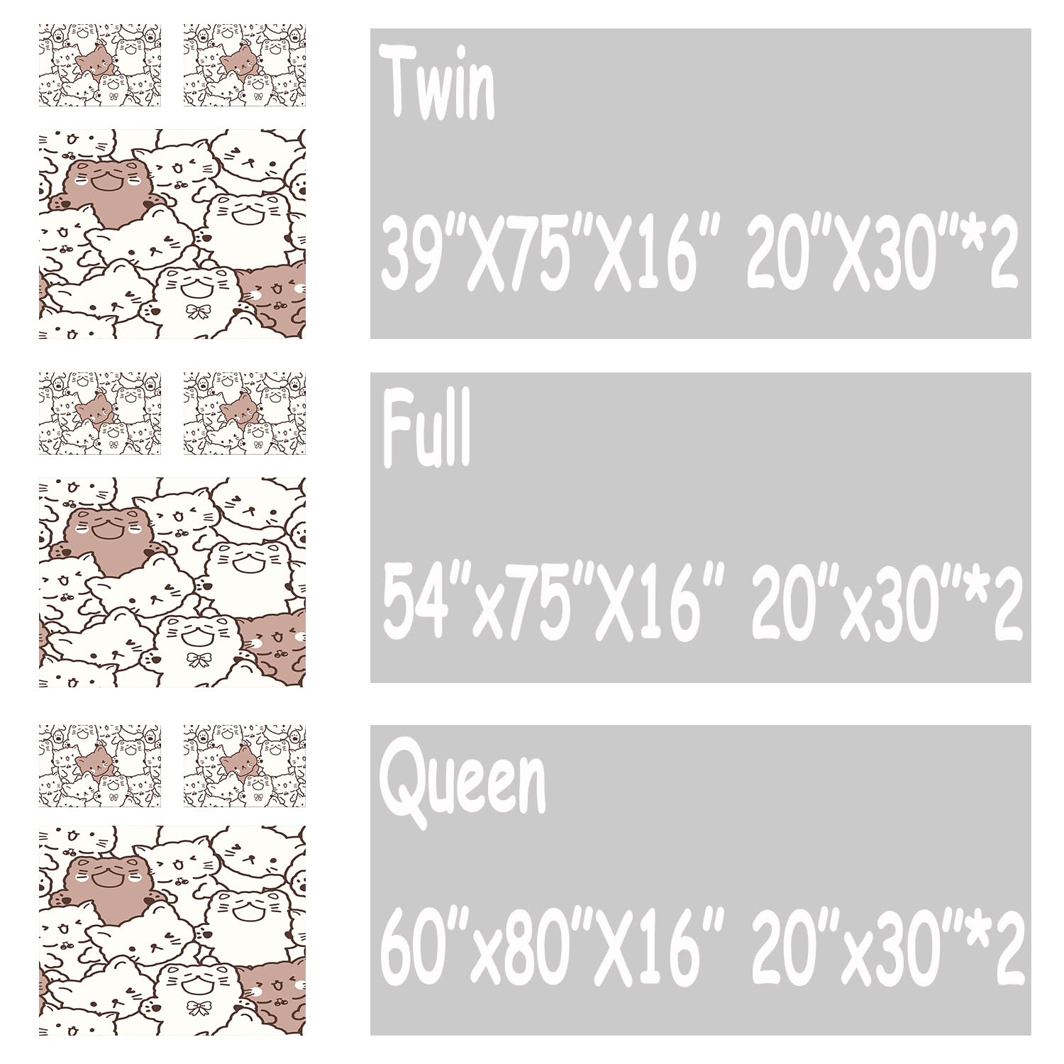 CVHouse Kawaii Cat Bed Set Sheets Full Size,Kawaii Cartoon Cat Bedding Sets for Girls Kids Teens,Cute Cat Fitted Sheet Sets,1 Flat Sheet & 1 Fitted Sheet with 2 Pillow Cases - 4 Pieces