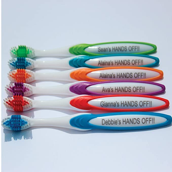Personalized Gift Personalized TOOTHBRUSHES 4 Pack Manual Toothbrush Adults Your Choice of Color Any Name/Message Engraved