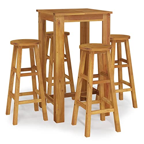 Camerina 5 Piece Patio Dining Set Outdoor Dining Table Set Patio Table and Chairs Set Outdoor Patio Dining Set Solid Wood Acacia 3154389