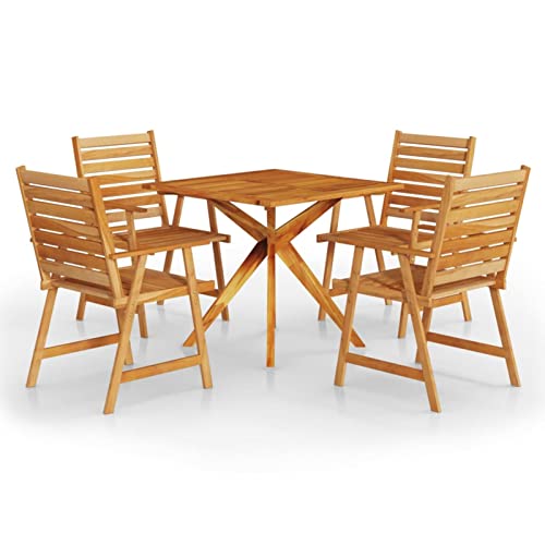 Camerina 5 Piece Patio Dining Set Outdoor Dining Table Set Patio Table and Chairs Set Outdoor Patio Dining Set Solid Wood Acacia 3087136