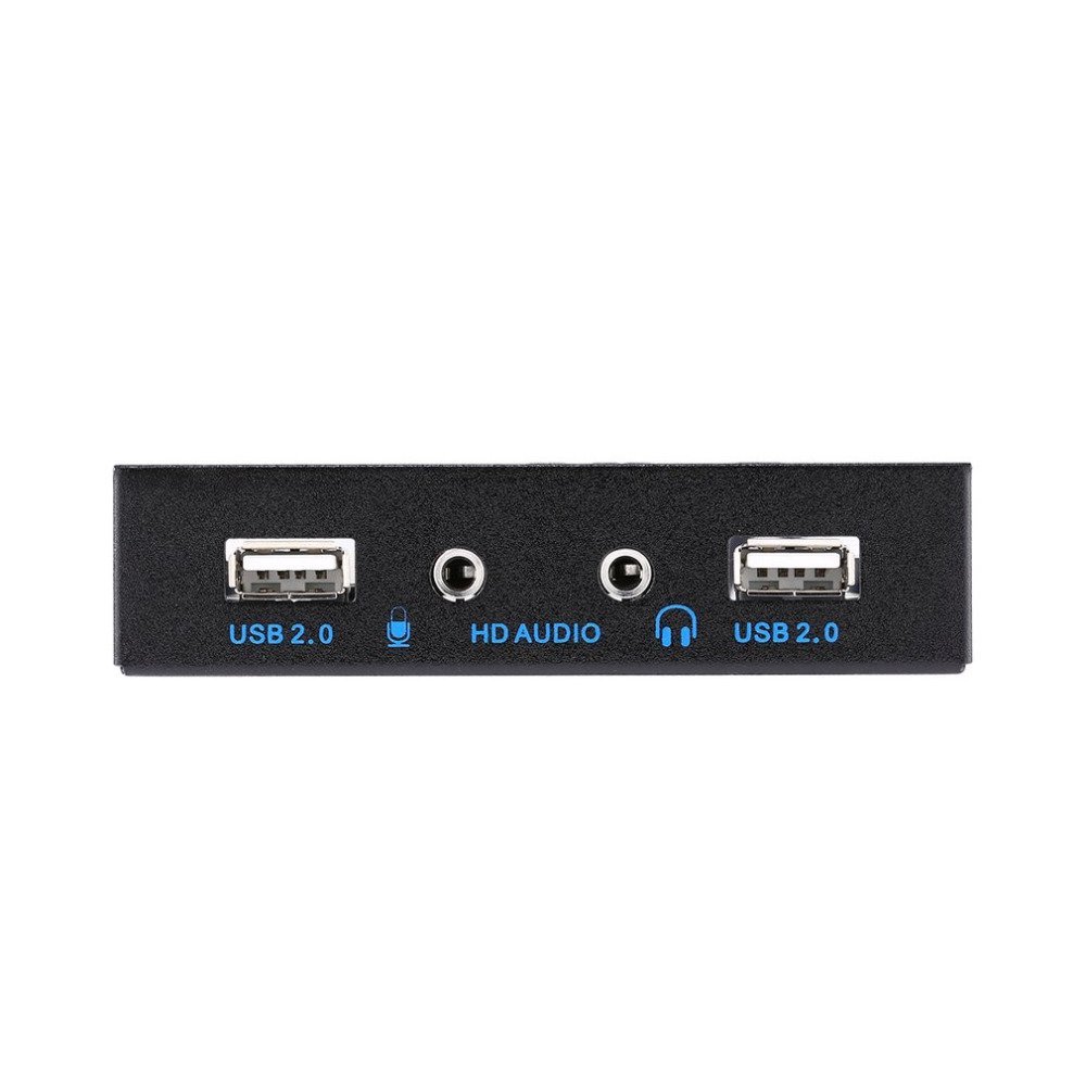 XT-XINTE 3.5" 9Pin to 2 USB 2.0 Hub Front Panel with HD Audio Mic Interface for PC Desktop 3.5Inch Floppy Disk Bay Expansion