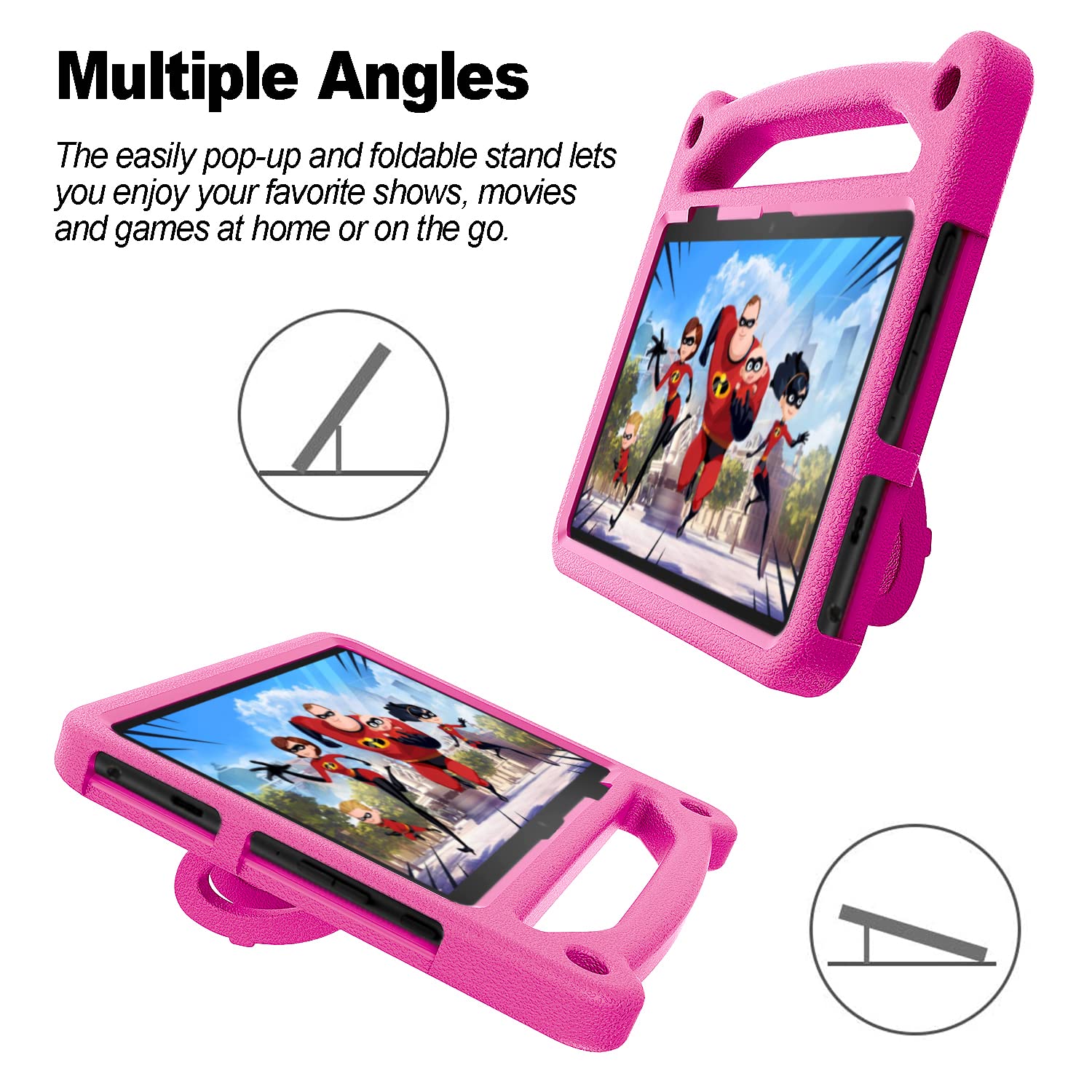 All-New Fire 7 Tablet Case, 7β 12th Generation (2022 Release),Fire 7 Tablet Case for Kids,ANTIKE Shockproof Light Weight Handle Kids Friendly Case for Amazon Kindle fire 7 Tablet,Rose