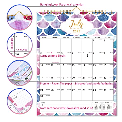 Calendar 2021-2022 - 18 Monthly Wall Calendar, 11'' x 8.5'', Jul. 2021 - Dec. 2022, Twin-Wire Binding, Ruled Blocks with Julian Dates, Vertical, Perfect for Planning and Organizing Home and Office